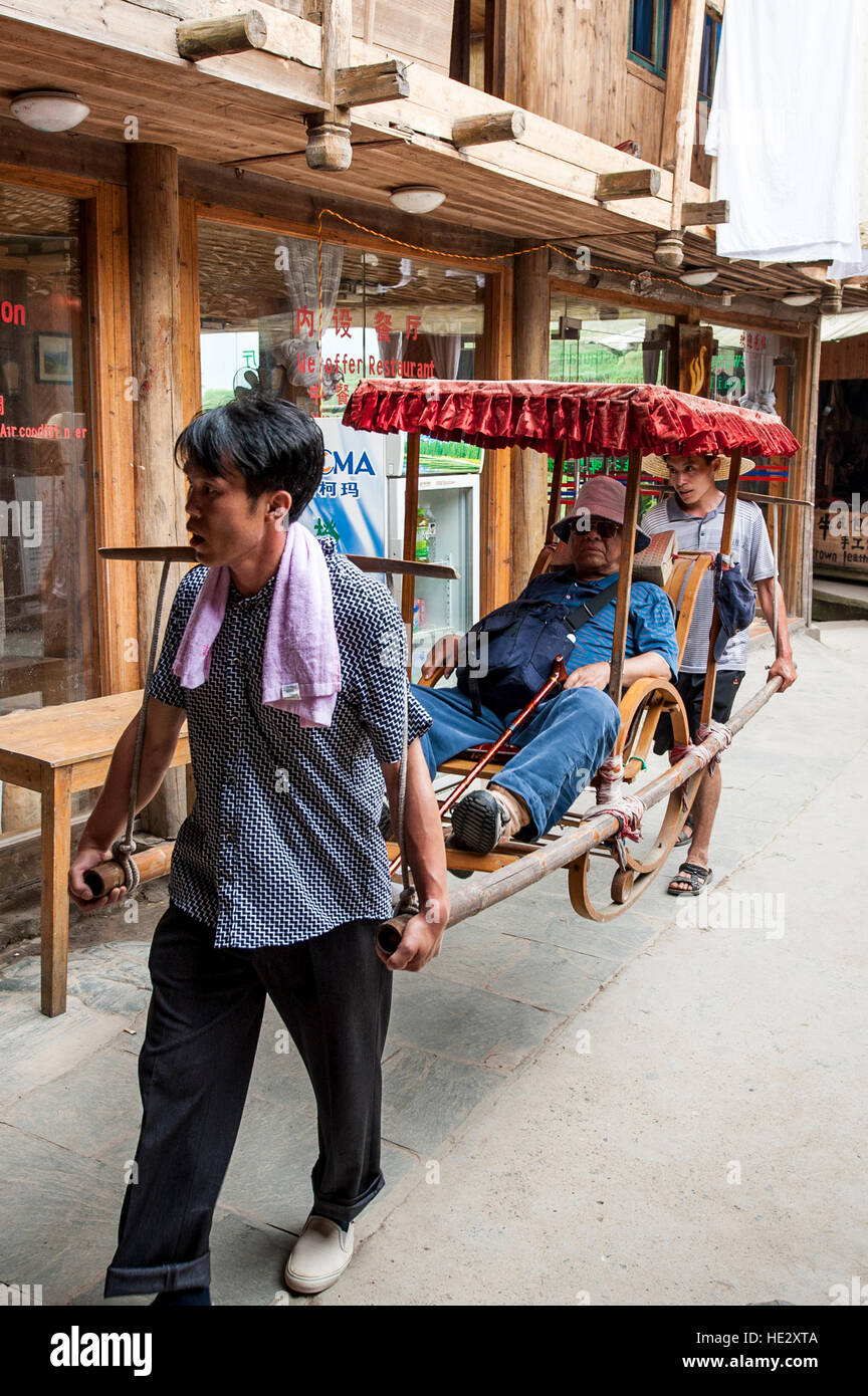 Sedan chair carriers litter Longsheng Longji Dragon Spine Rice Terraces ...