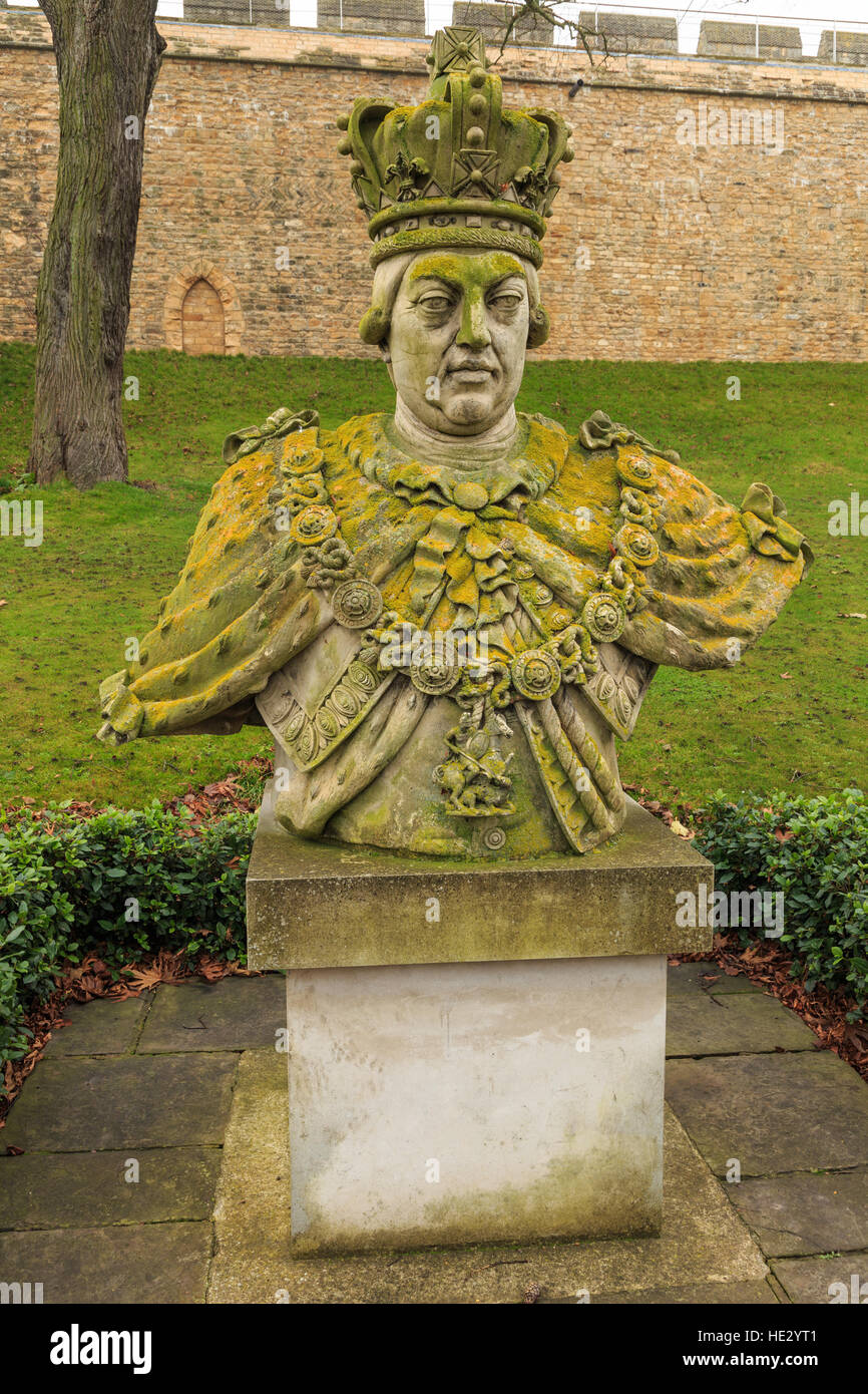 Stone bust of King George III within grounds of Lincoln Castle. In ...