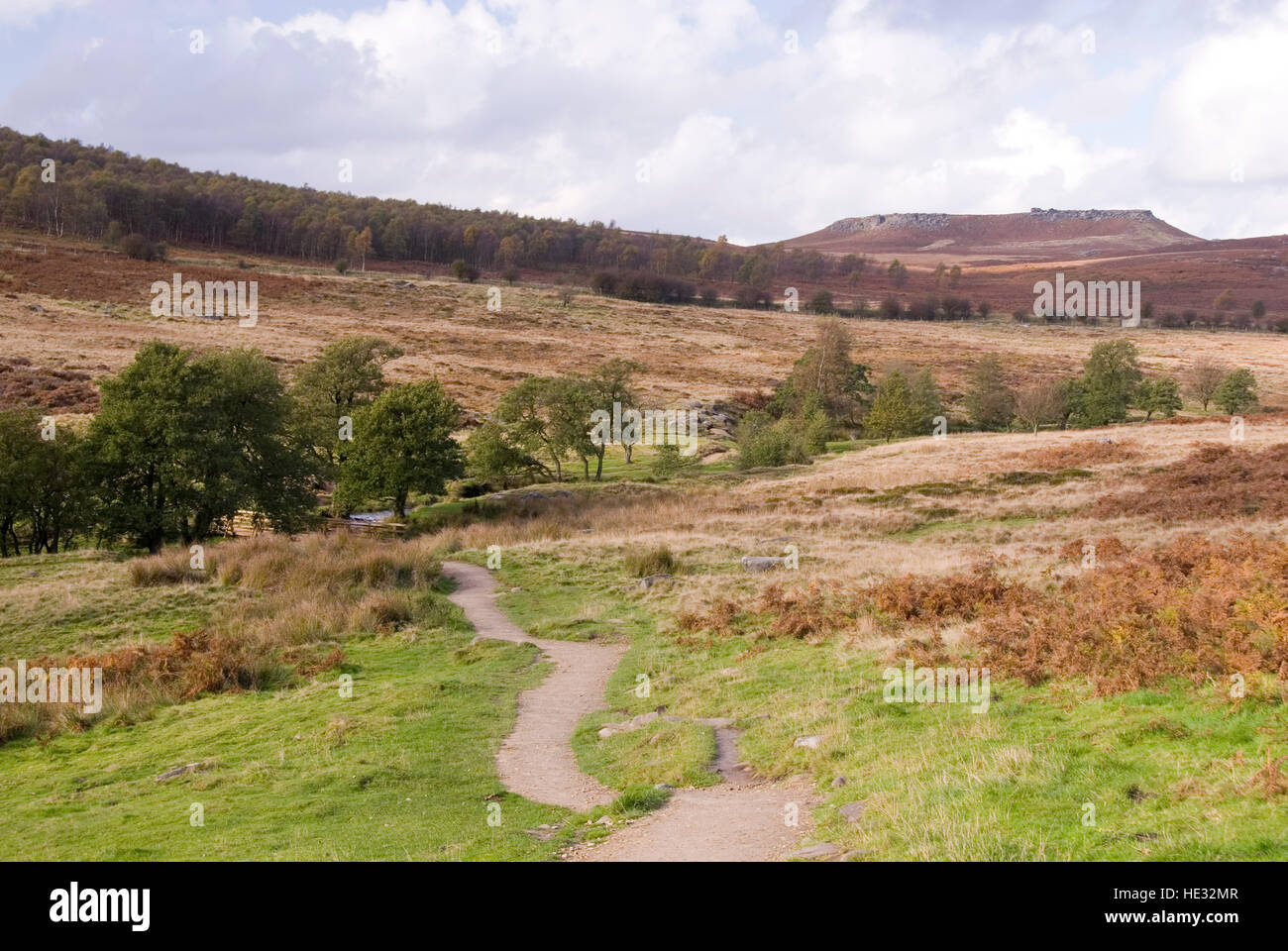 Moorland scenic : view of Carl Wark from the Longshaw Estate, Peak ...