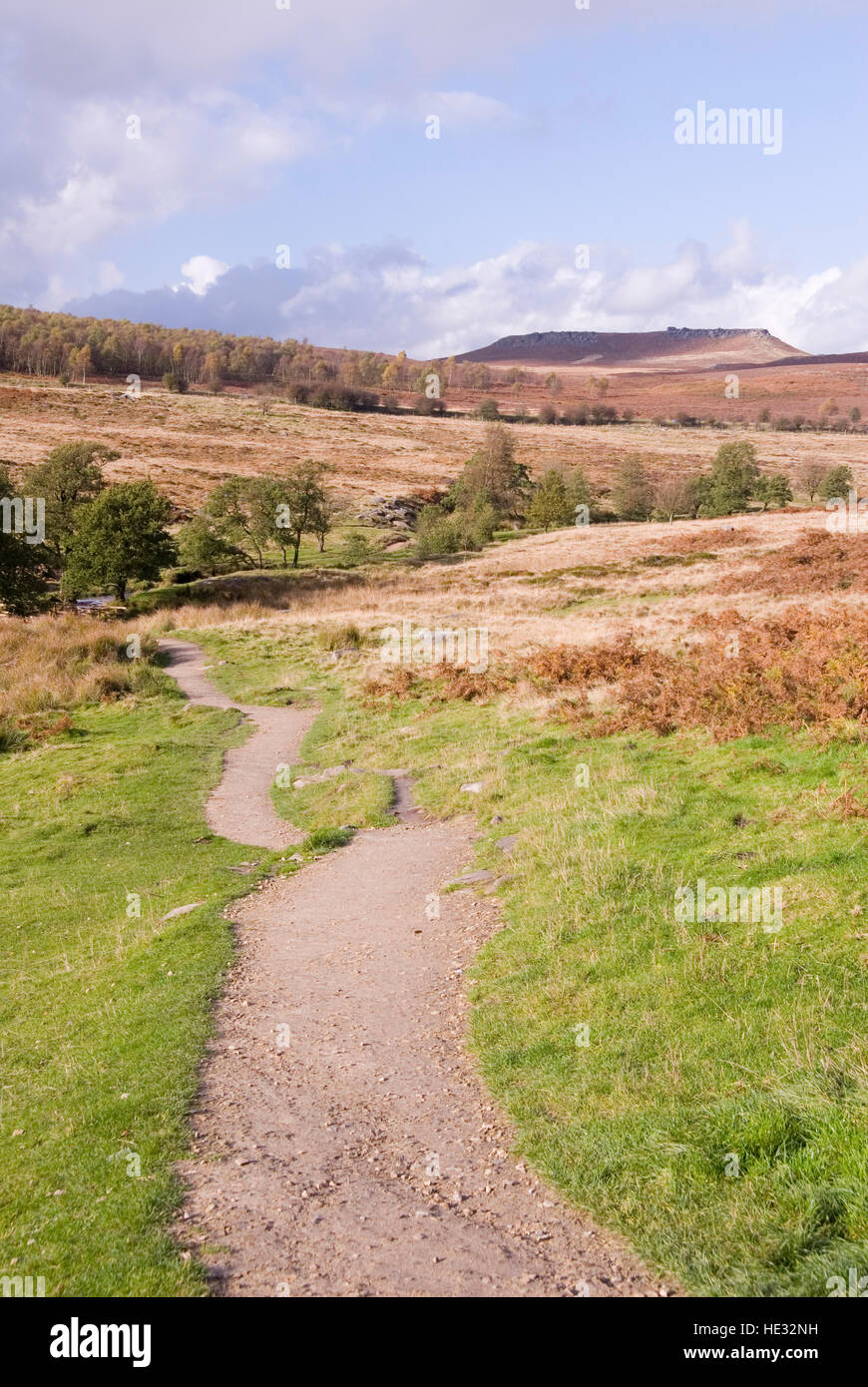 Moorland scenic : view of Carl Wark from the Longshaw Estate, Peak ...