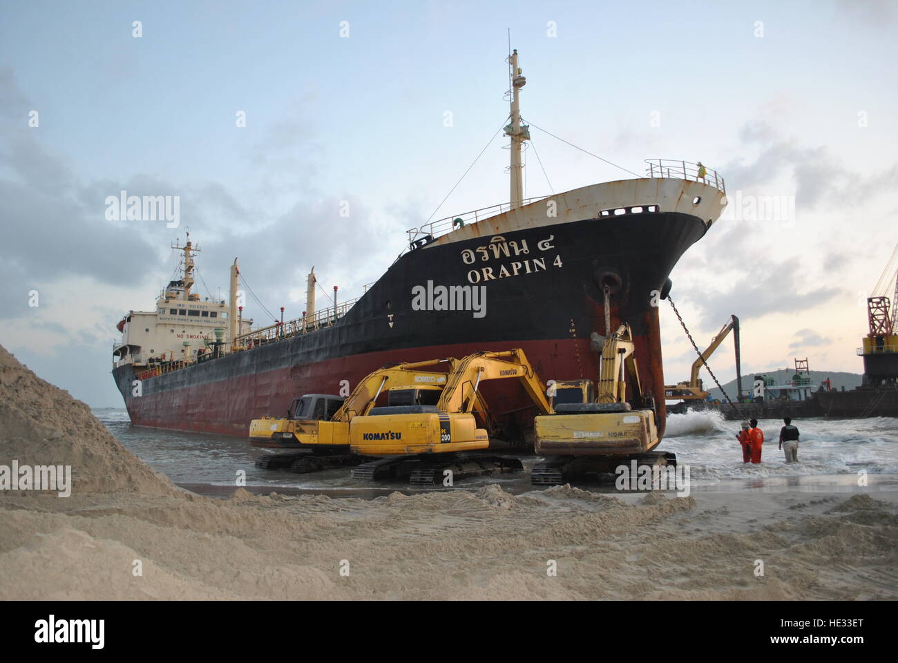 Ran aground oil tanker ship in Thailand Stock Photo - Alamy