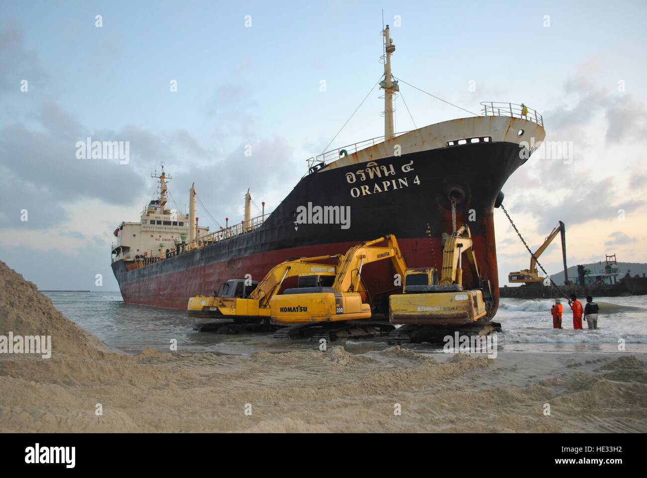 Ran aground oil tanker ship in Thailand Stock Photo - Alamy