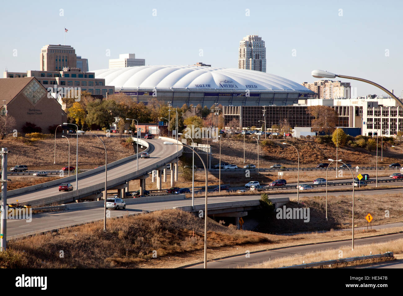View of the Hubert H. Humphrey Metrodome sports stadium which was ...