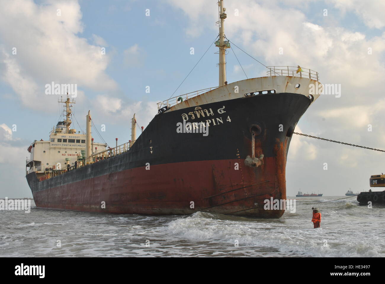 Ran aground oil tanker ship in Thailand Stock Photo - Alamy