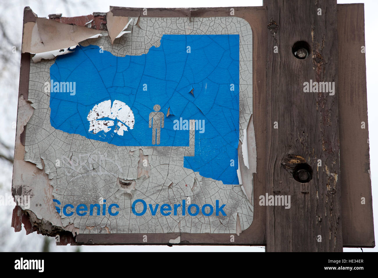 Rather weathered Scenic Overview sign along a shared pedestrian and ...