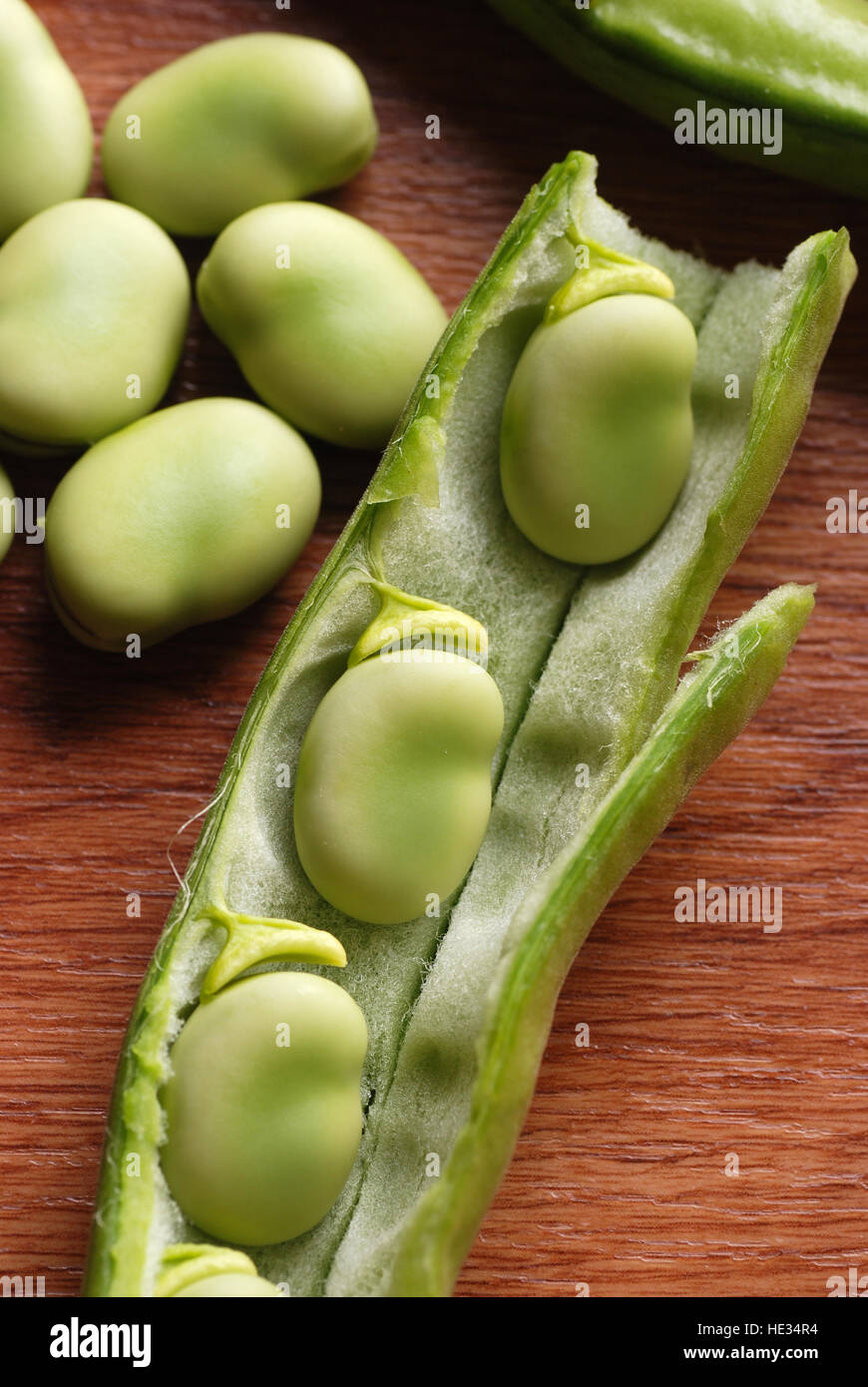 fresh broad beans in the kitchen Stock Photo - Alamy