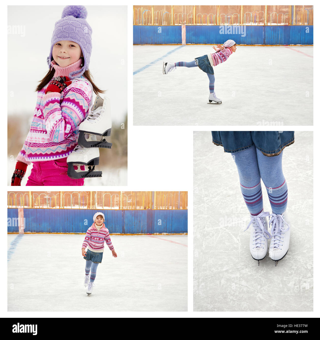 girl ice skating on rink Stock Photo - Alamy