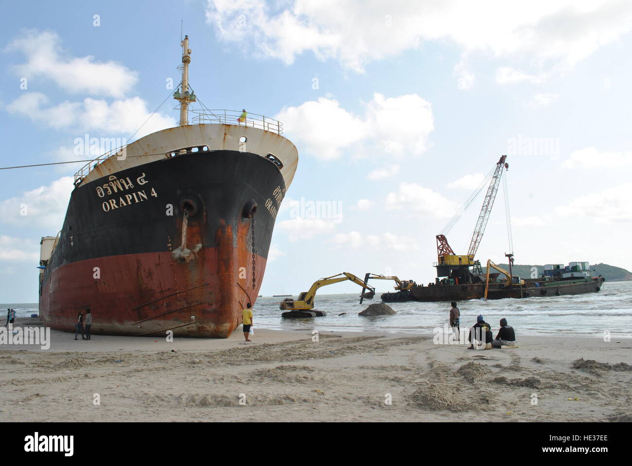 Ran aground oil tanker in Thailand Stock Photo - Alamy
