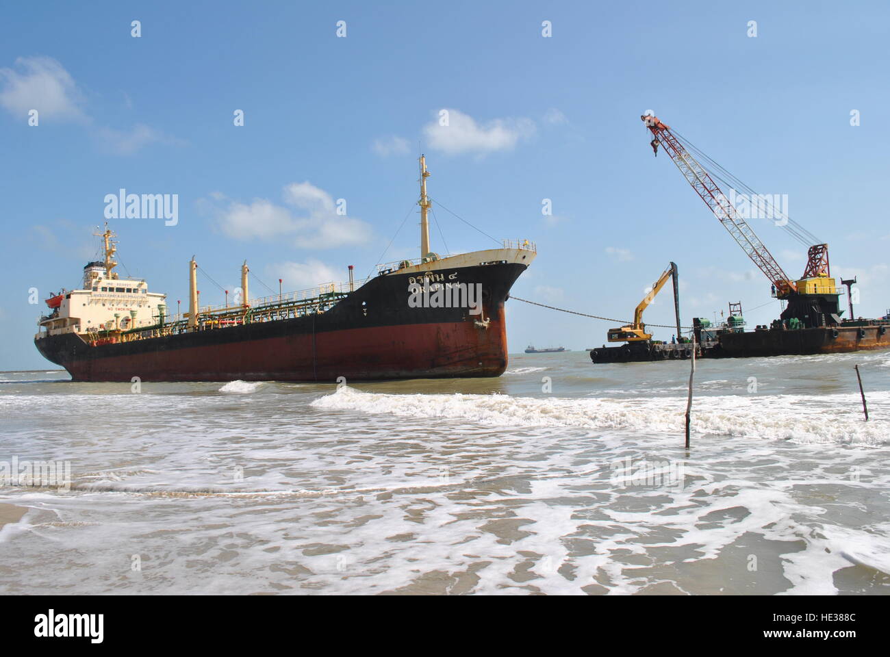 Ran aground oil tanker ship in Thailand Stock Photo - Alamy
