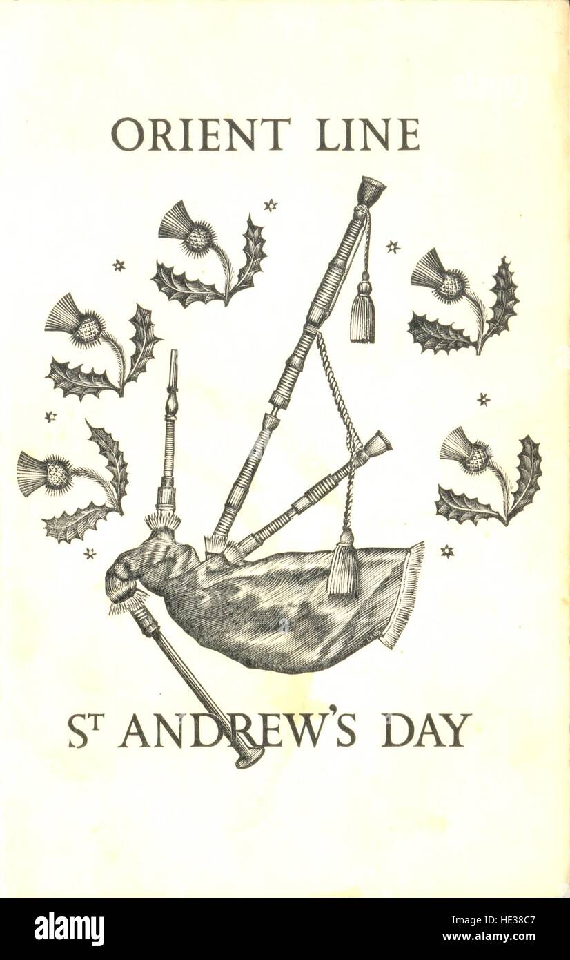 Menu card designed by Lynton Lamb for the Orient line St Andrew's Day ...