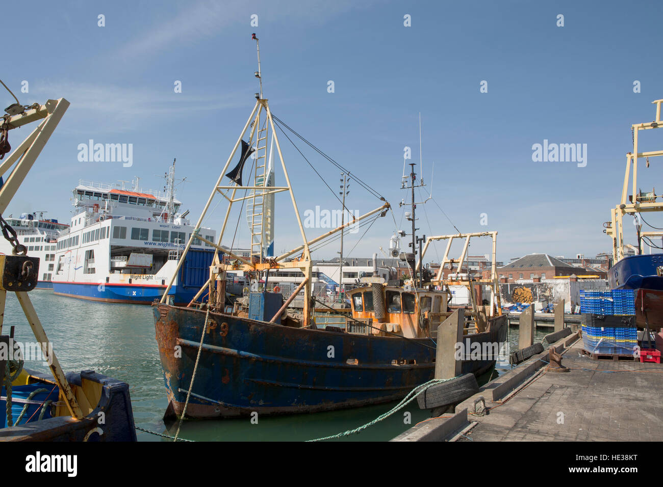 Rusty fishing boat in the Camber docks in Portsmouth England. Isle of ...