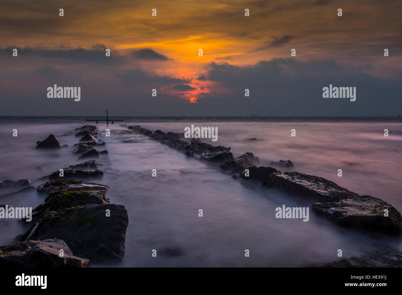 Ness Point, Lowestoft Ness, Suffolk North Sea Sunrise dawn Stock Photo ...