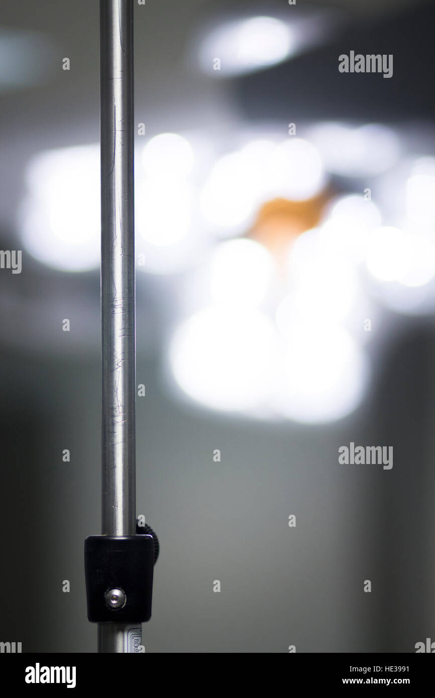 Medical intravenous IV drip stand in hospital used to replace liquids ...