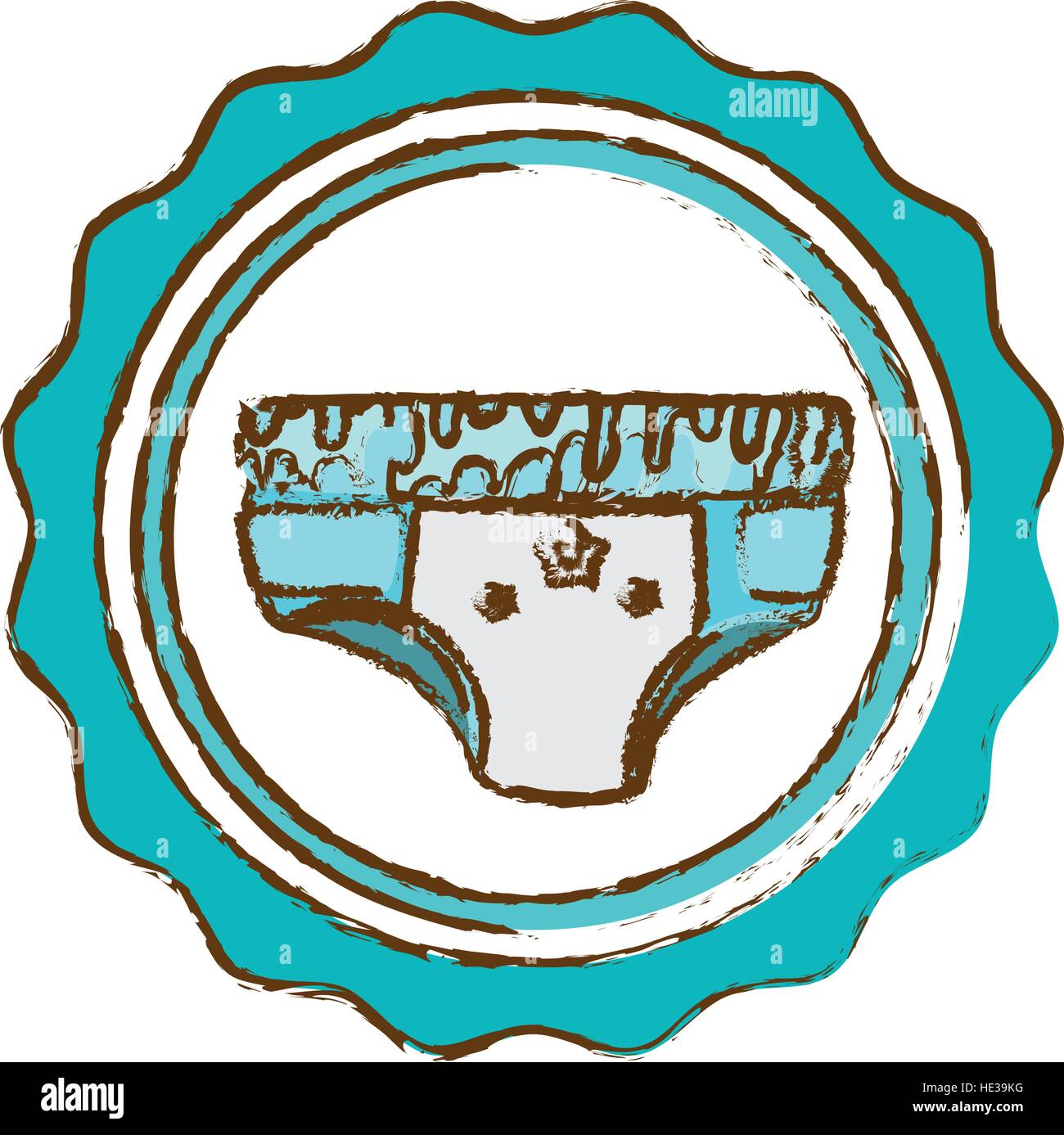 seal stamp with baby diaper icon over white background. colorful design ...