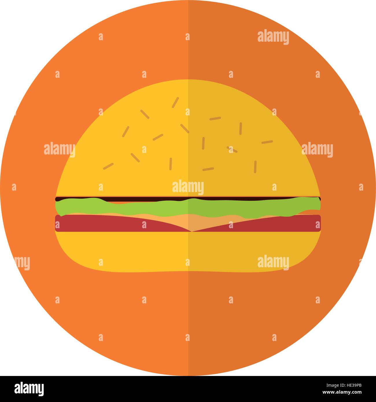 orange circle with hamburger icon over white background. fast food ...