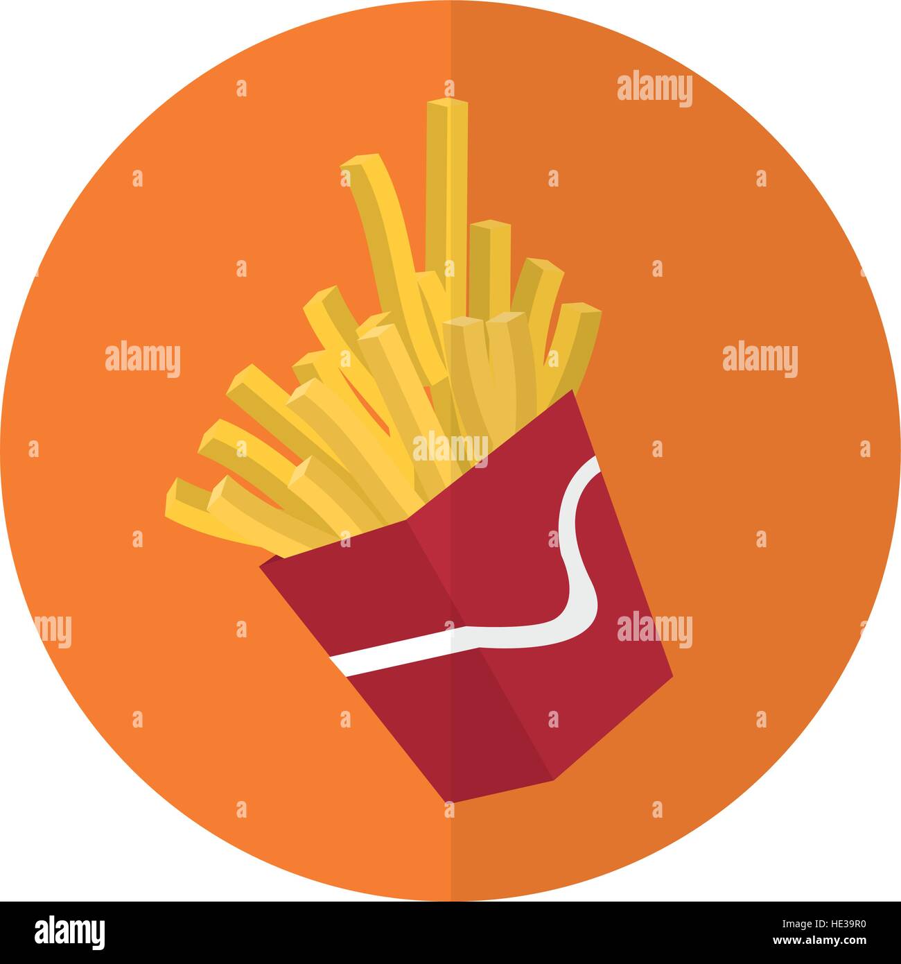 orange circle with french fries box icon over white background. fast ...