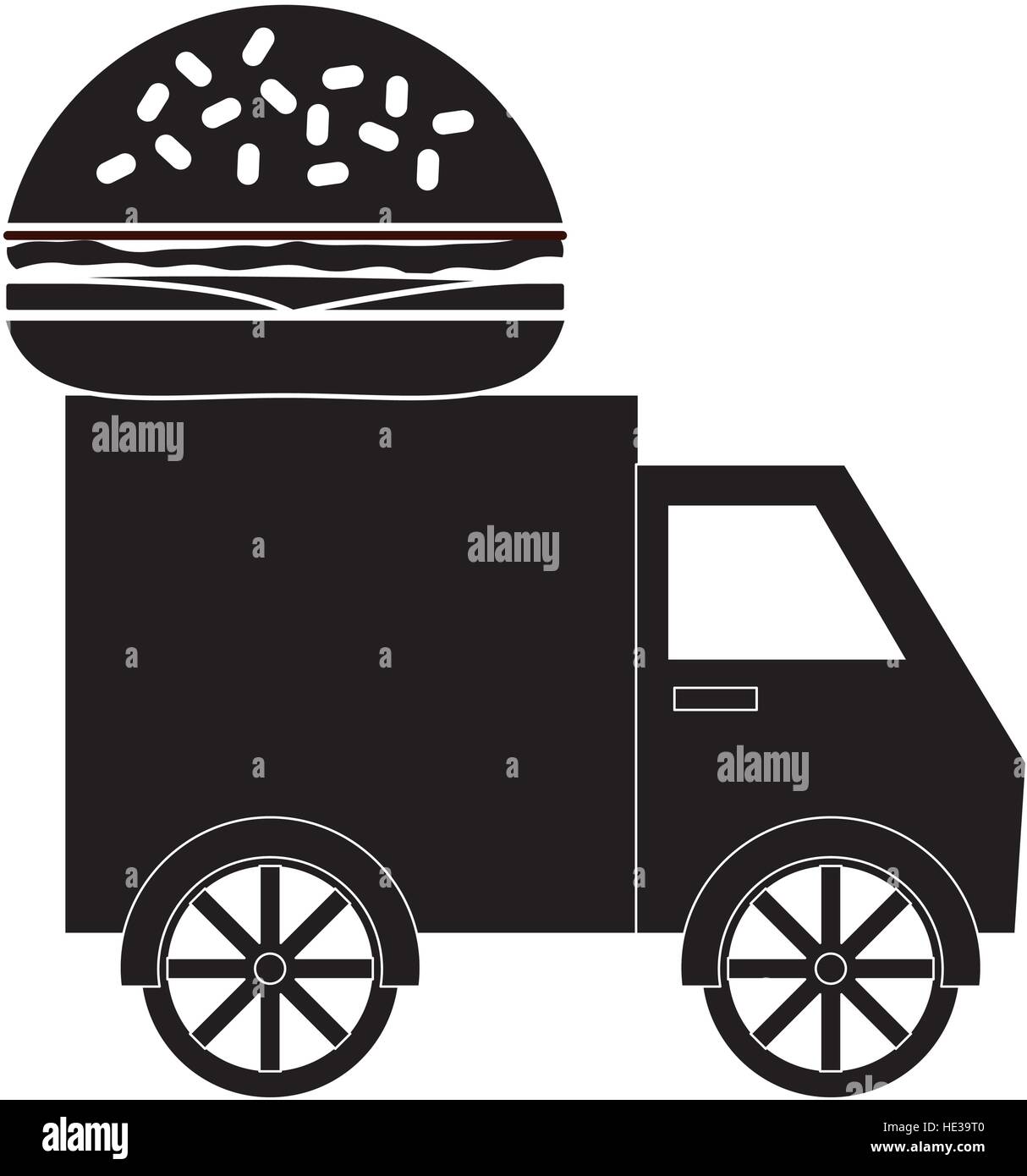 burger fast food truck vehicle icon over white background. vector ...