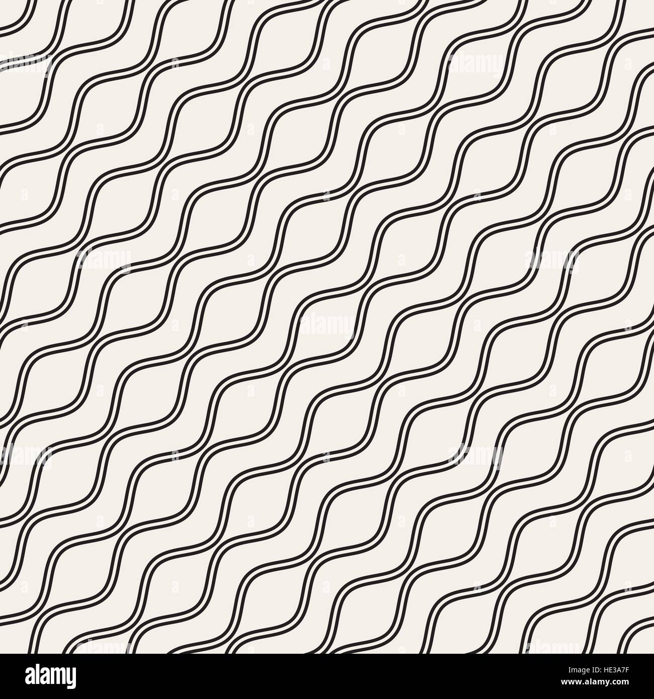Wavy Ripple Lines. Vector Seamless Black and White Pattern Stock Vector ...