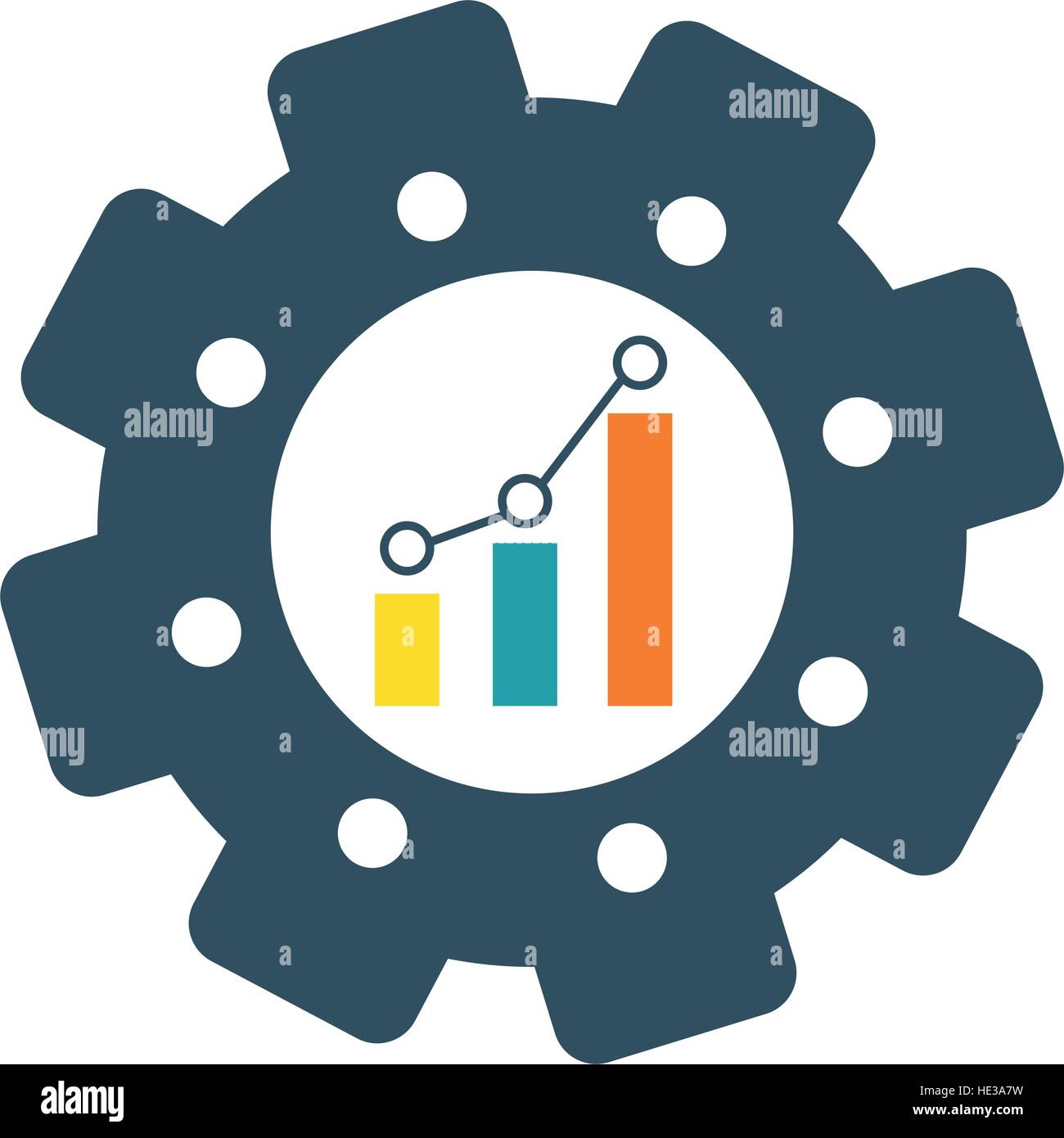 gear with graphic chart icon inside over white background. colorful ...