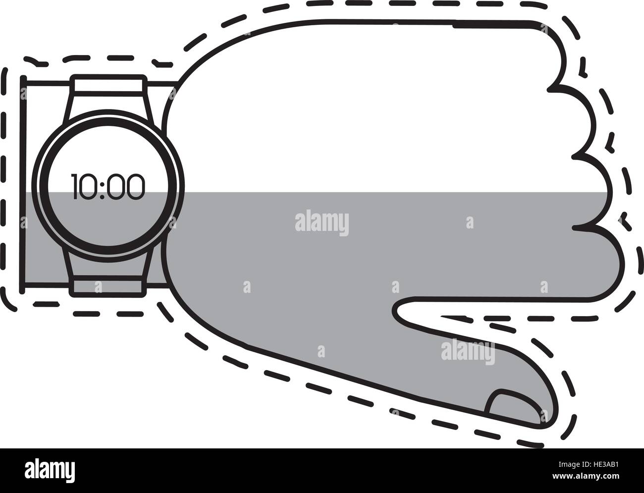 hand with smart watch timer technology shadow vector illustration eps ...