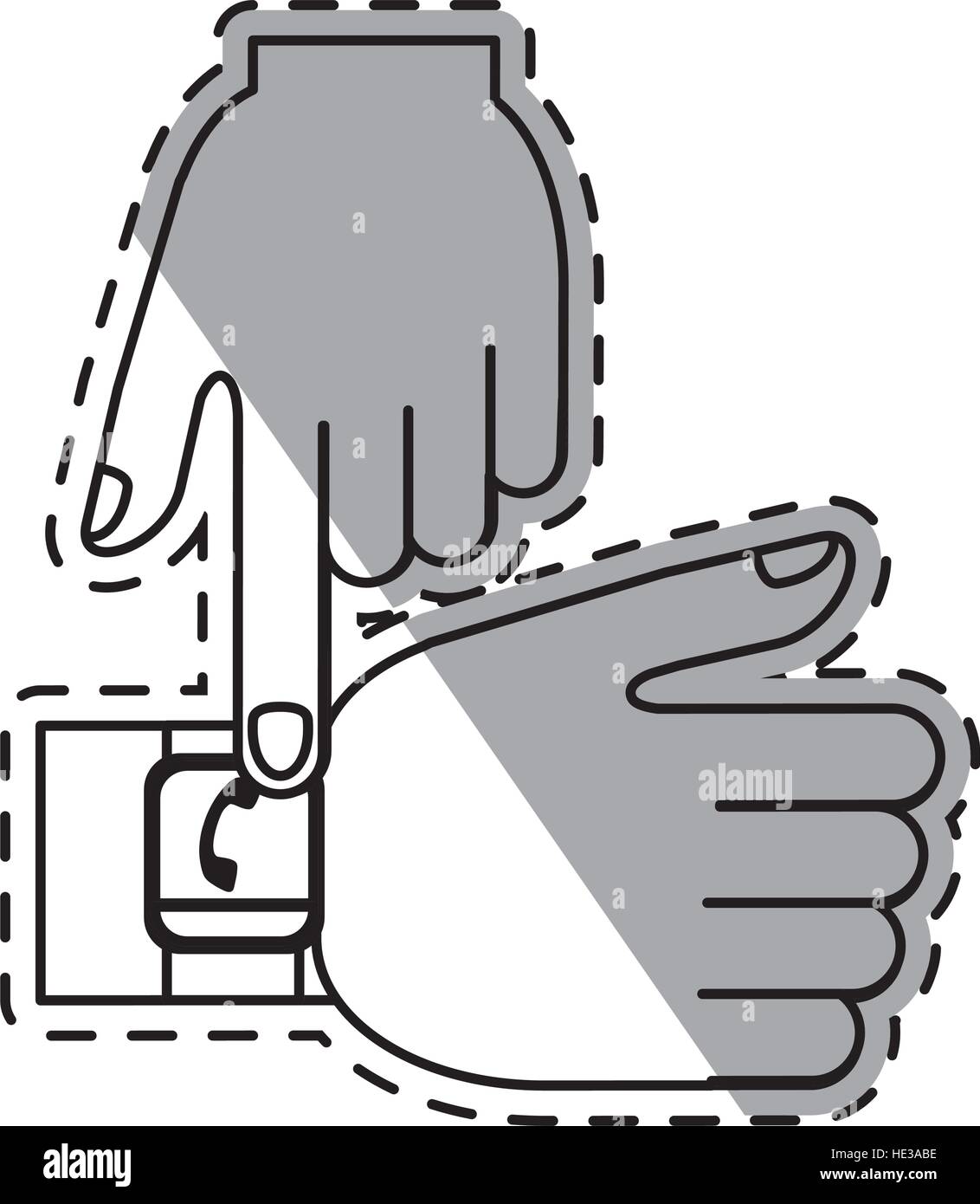 hand touchscreen smart watch wearable style shadow vector illustration ...