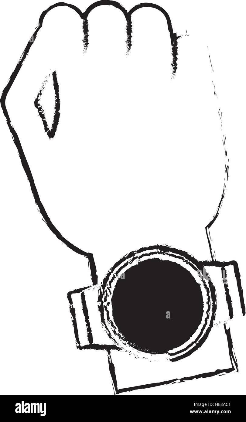hand digital smart watch wearable technology sketch vector illustration ...