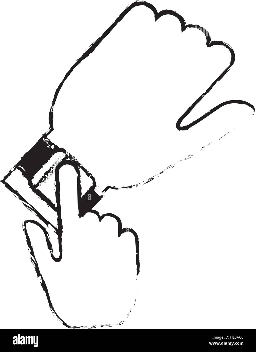 hand with smart watch trendy wearable technology sketch vector ...