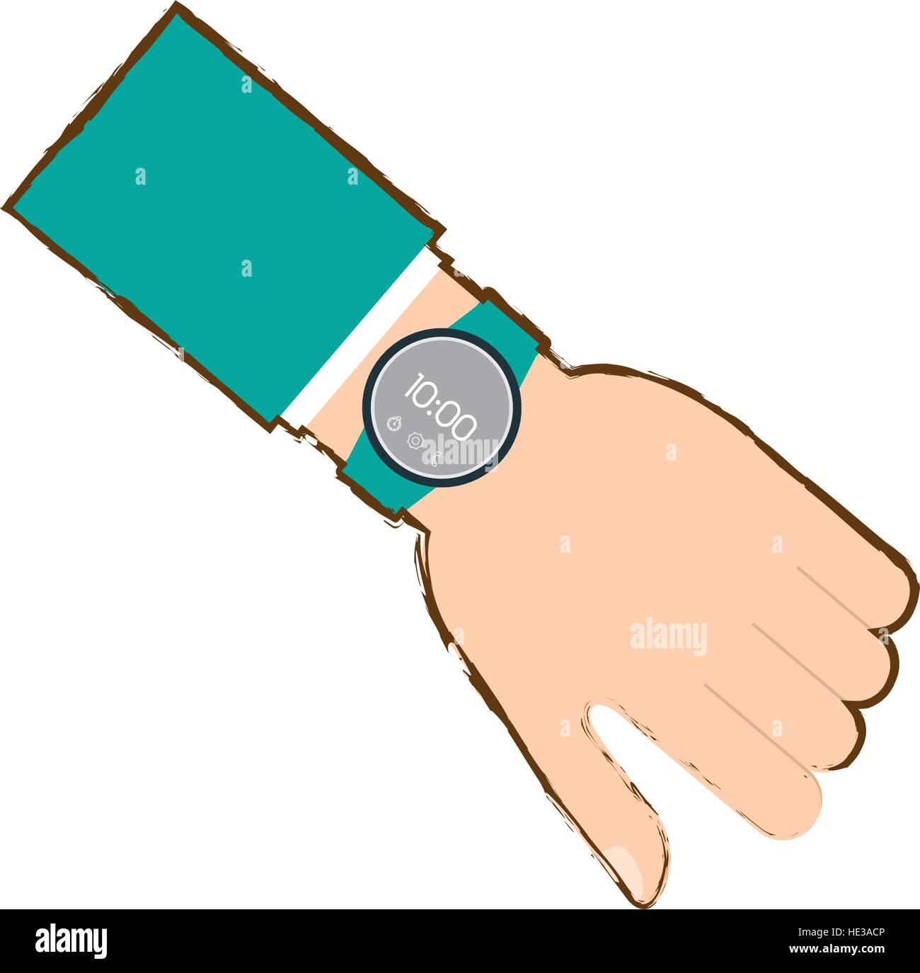 hand with smart watch timer technology vector illustration eps 10 Stock ...