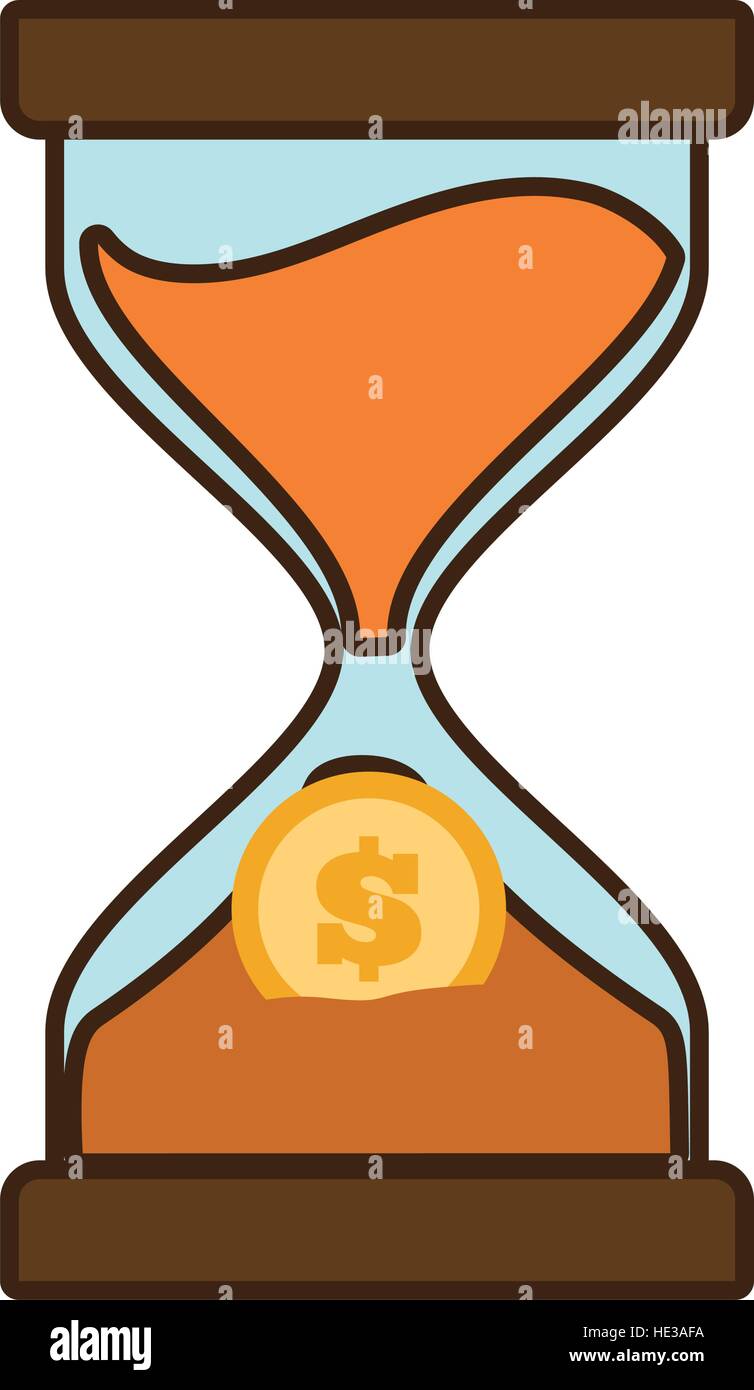 cartoon clock glass sand business clock money vector illustration eps ...