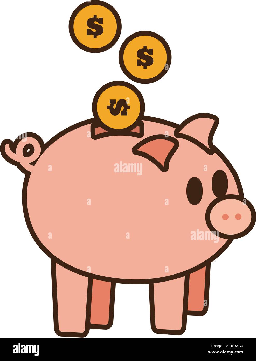cartoon save money piggy coins bank vector illustration eps 10 Stock ...