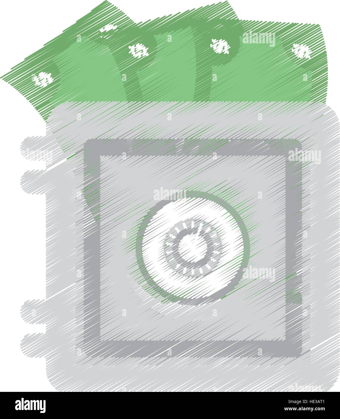 hand draw save box money cash bills color Stock Vector Image & Art - Alamy