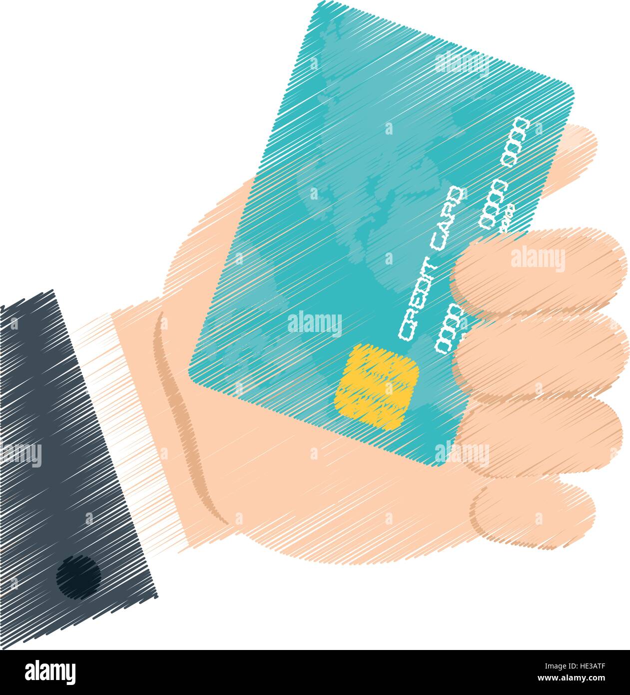 Credit card hand draw color hi-res stock photography and images - Alamy