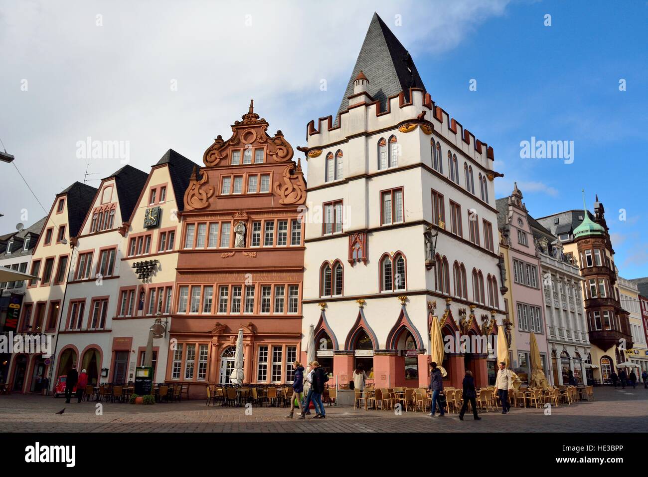 Renaissance historic buildings Steipe and Rotes Haus in Trier Stock ...