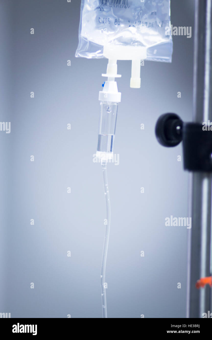 Medical intravenous IV drip in hospital used to replace liquids in ...