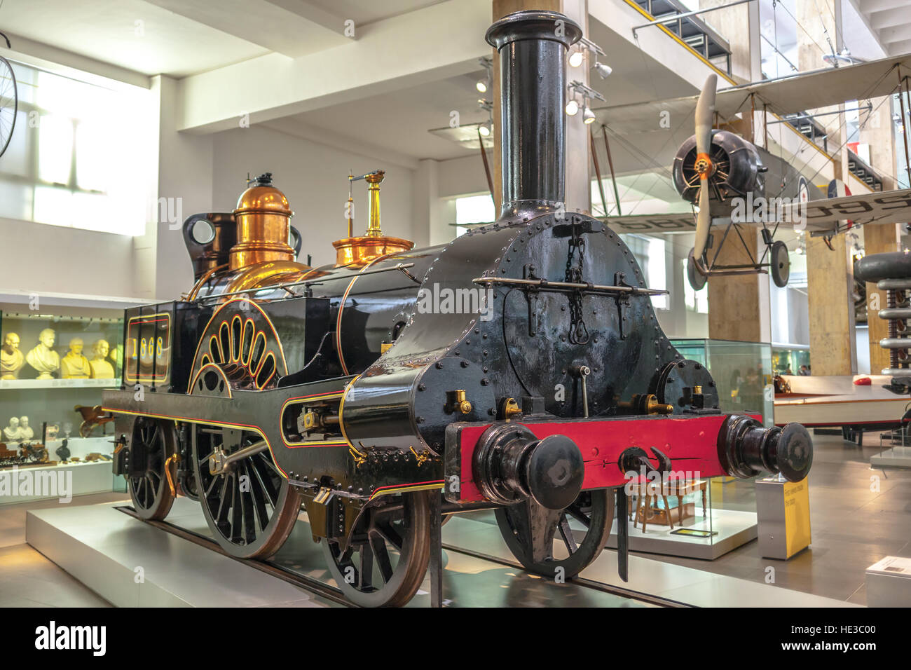 London UK, 1868 steam locomotive on Science Museum of London Stock ...