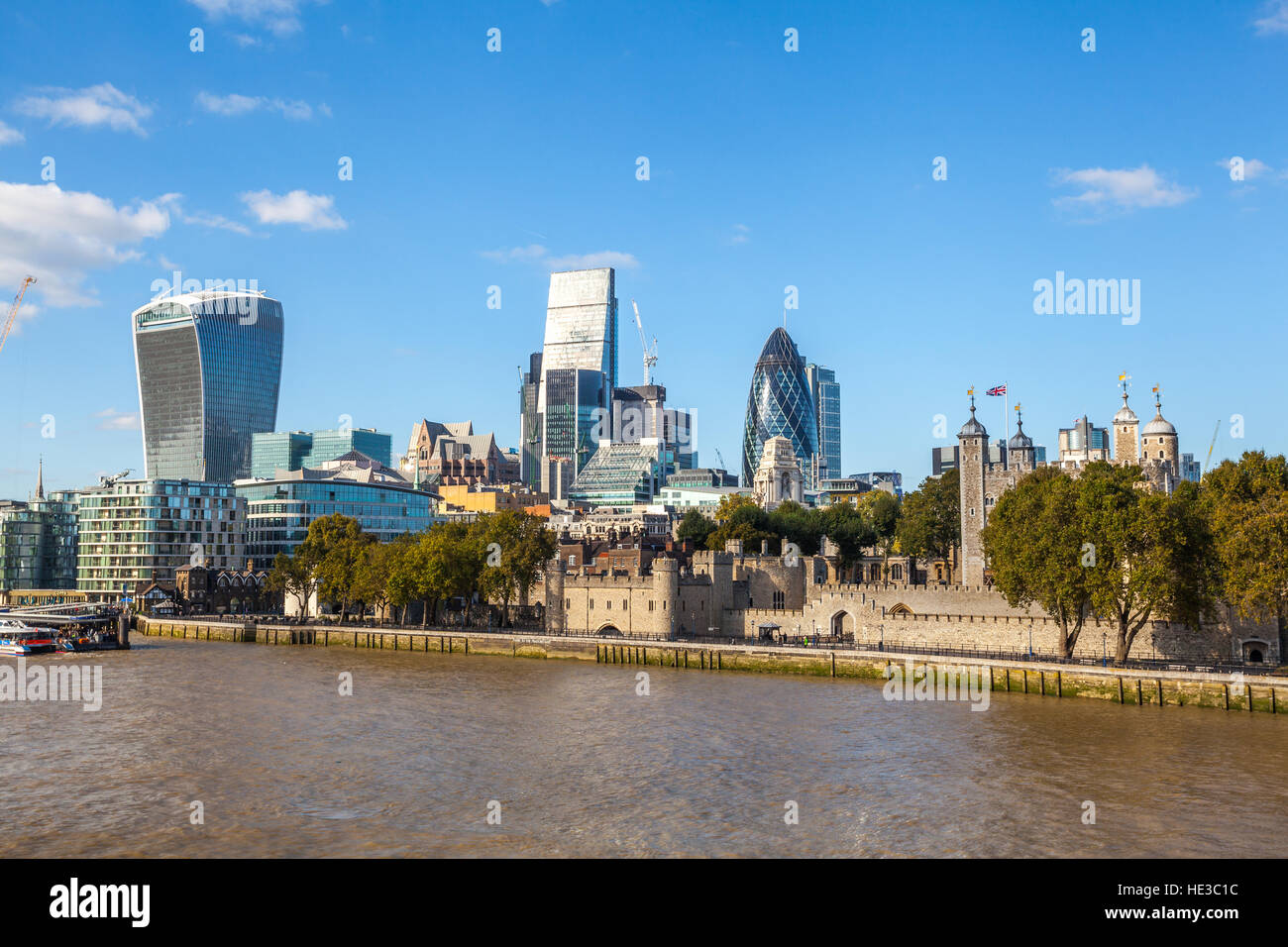 London skyline Thames river and financial district buildings Stock ...
