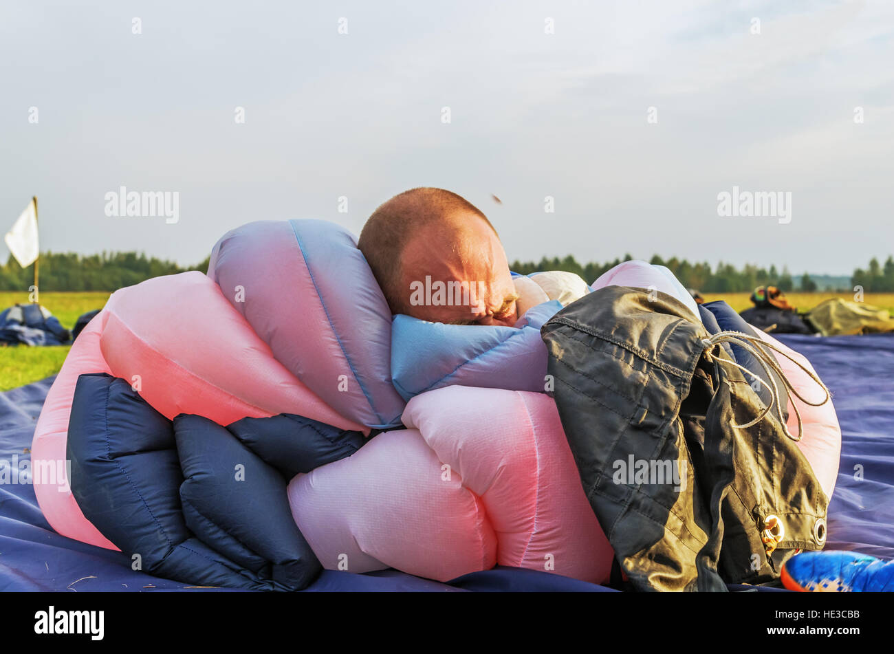 Parachutists - 2014.Packing of parachute Stock Photo - Alamy