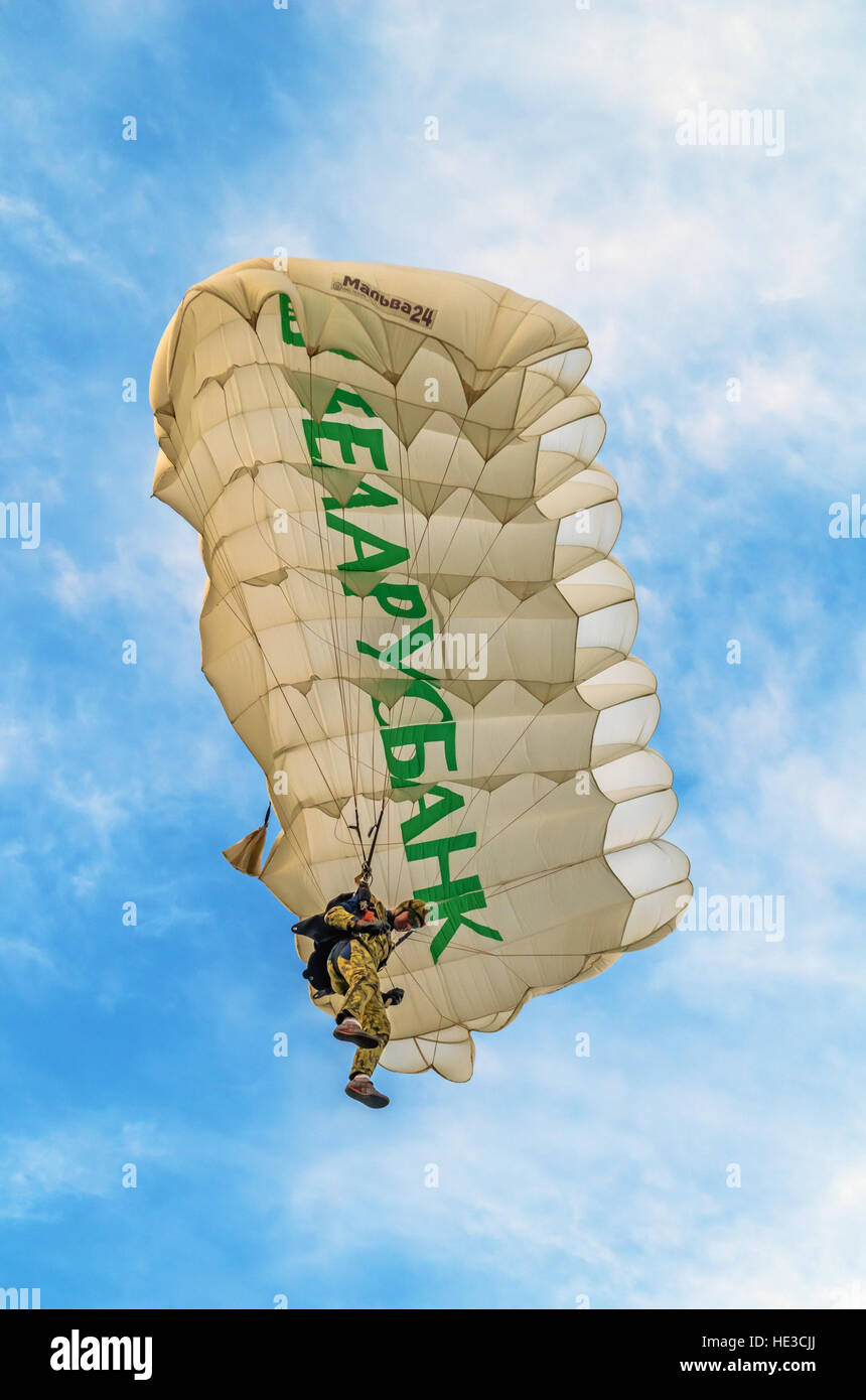 Parachutists - 2014.Flight under the parachute Stock Photo - Alamy