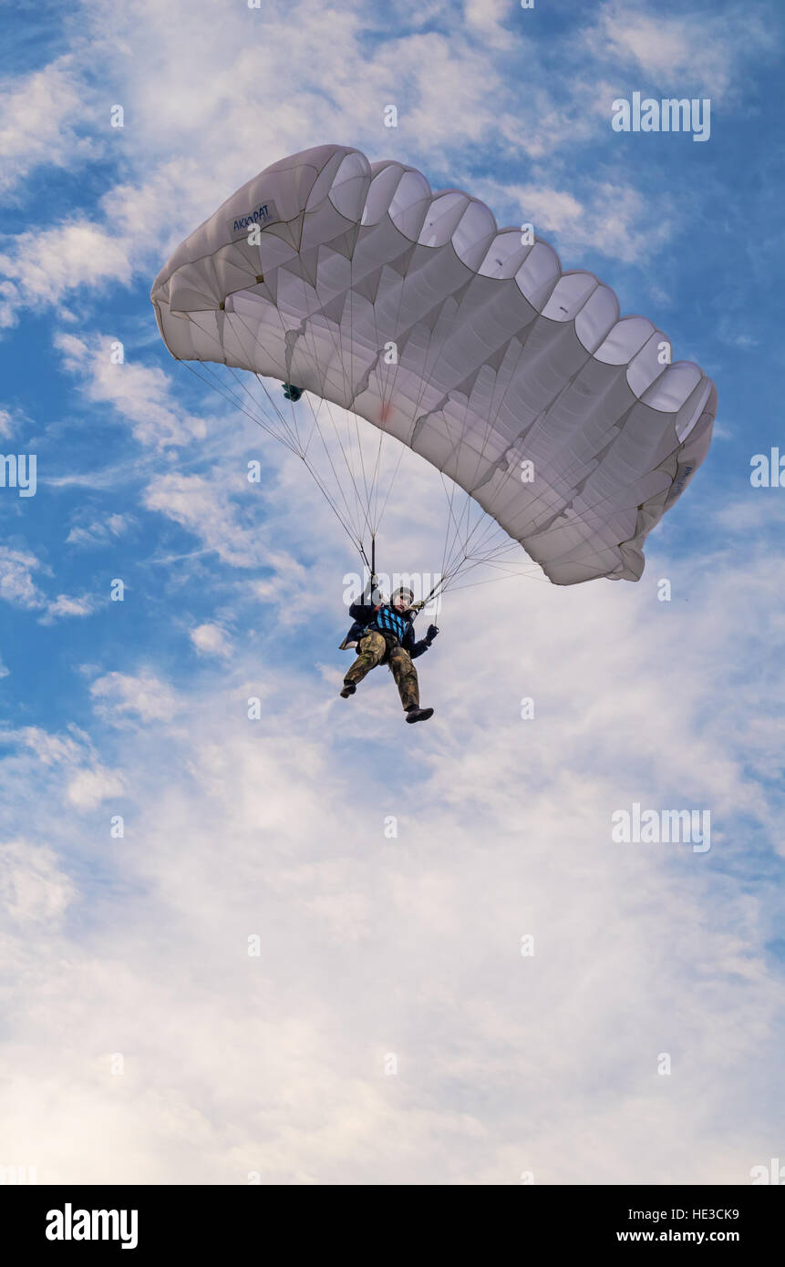 Parachutists - 2014.Flight under the parachute Stock Photo - Alamy