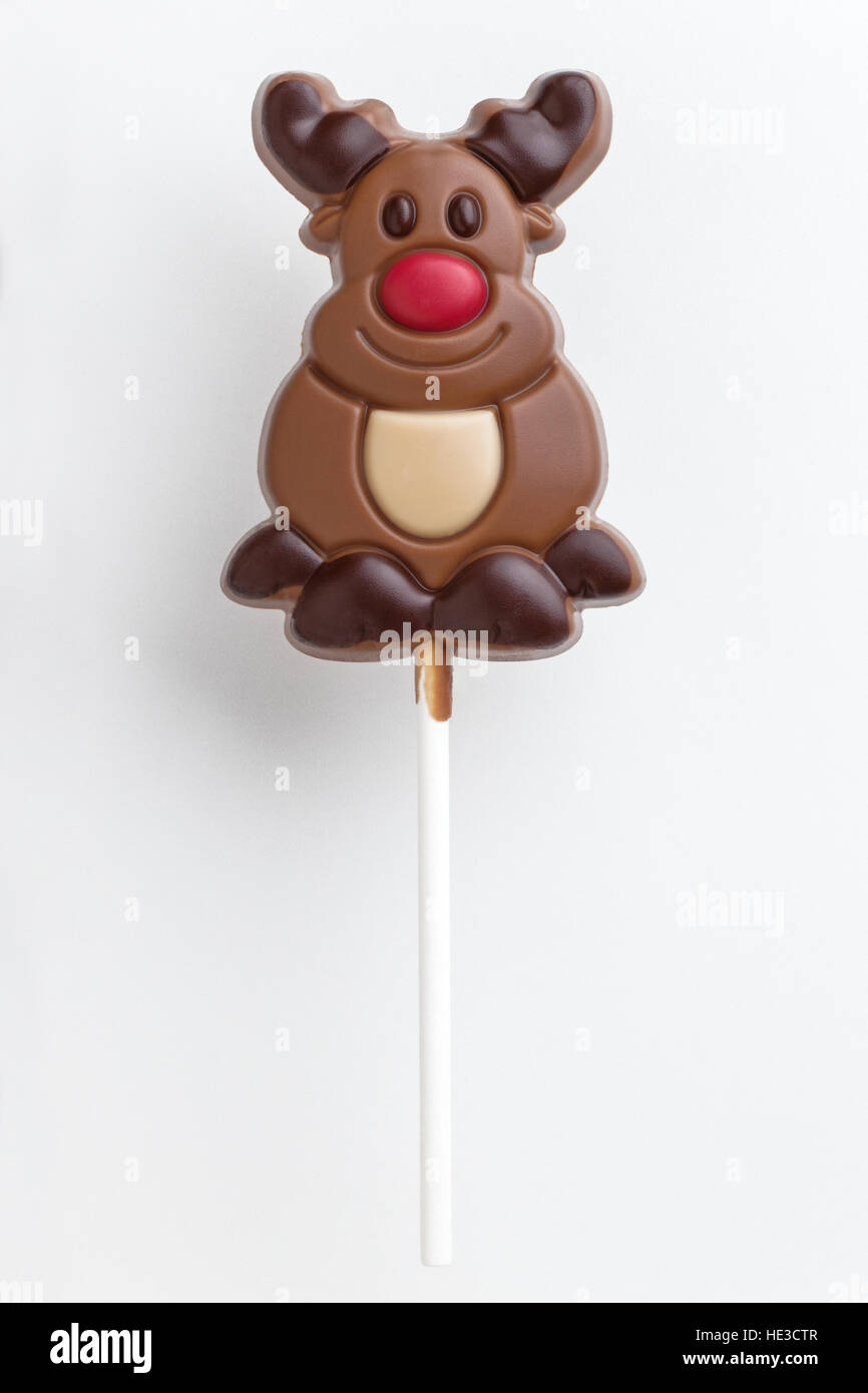 christmas chocolate lollipop in the shape of reindeer Stock Photo - Alamy