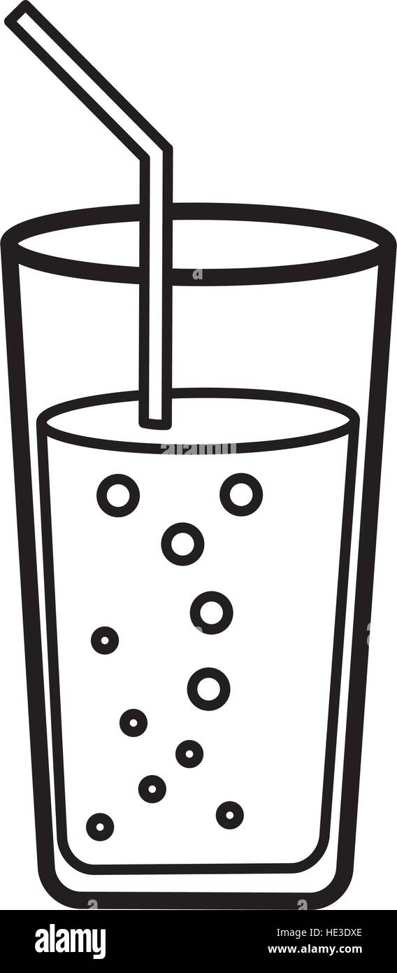 water glass with straw drawing vector illustration design Stock Vector ...