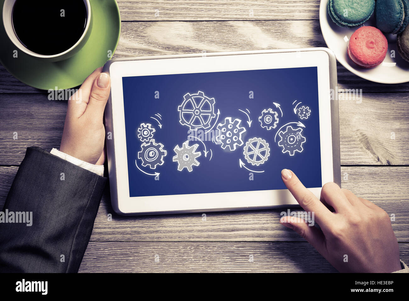 Having coffee break Stock Photo - Alamy