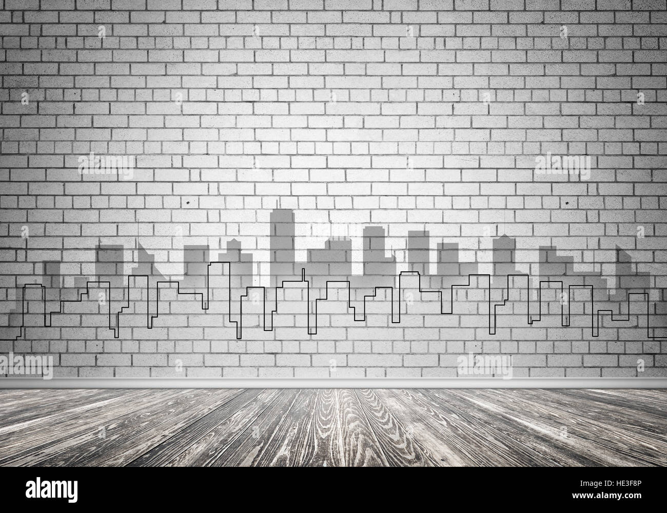 City design on wall Stock Photo - Alamy
