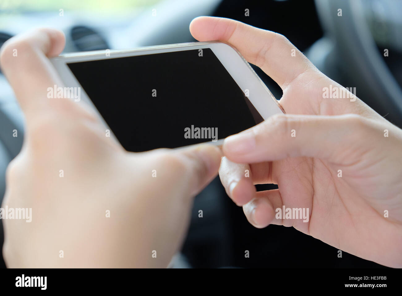 People sitting in the Car and Using Smart Phone,Telecommunication Stock ...