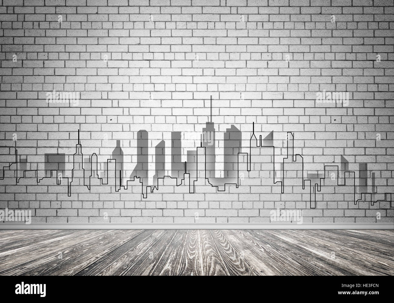 City design on wall Stock Photo - Alamy