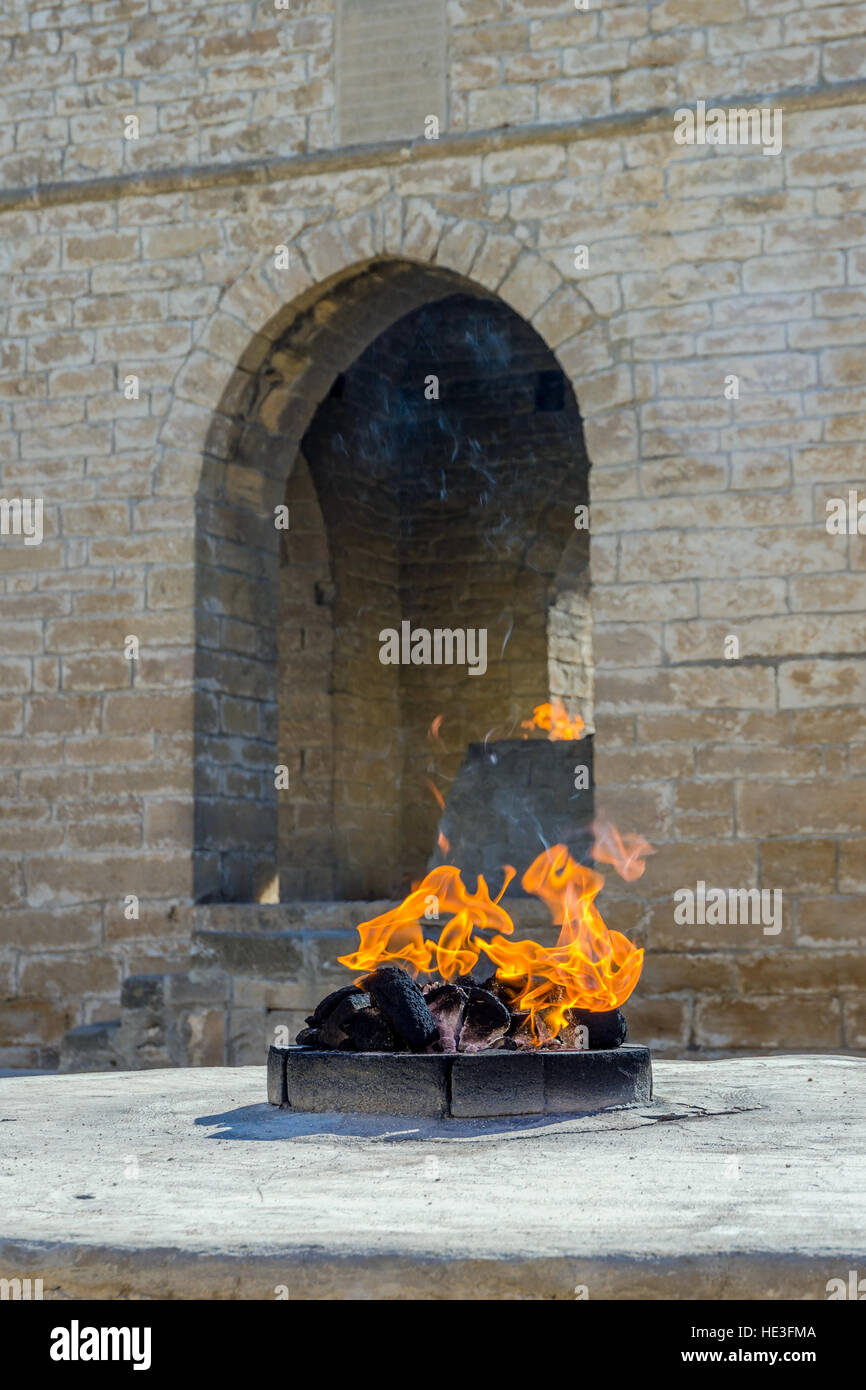 Fire burning at the fire temple, Baku, Azerbaijan Stock Photo - Alamy