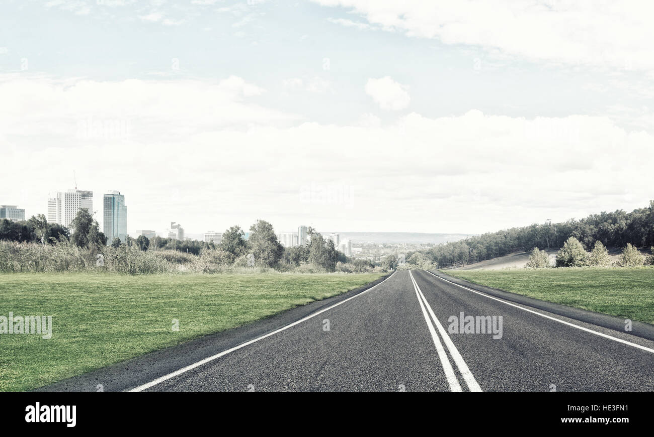 Road to big city Stock Photo - Alamy