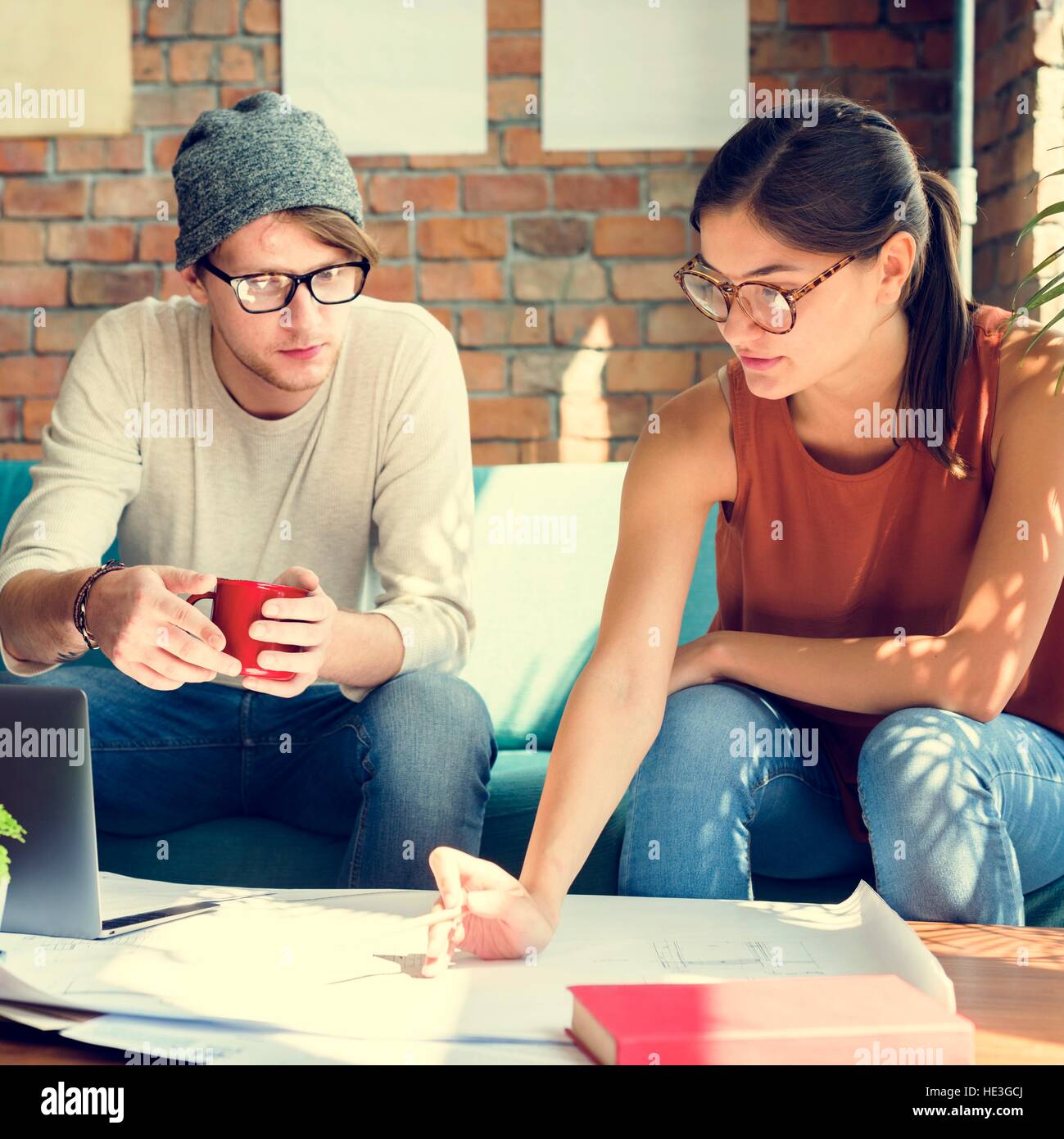 People Meeting Discussion Design Talking Blueprint Concept Stock Photo ...