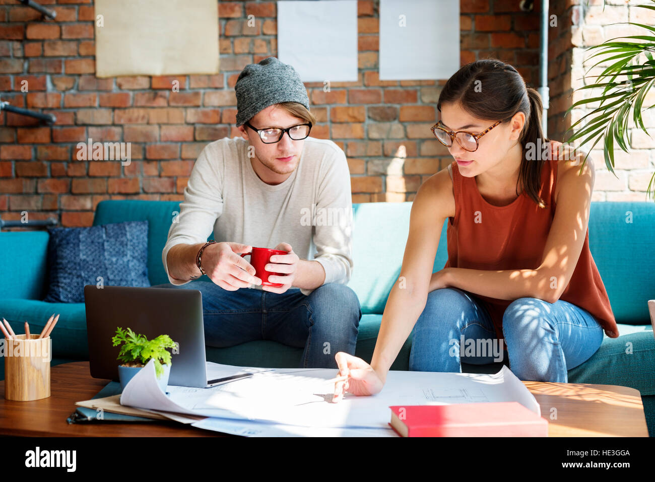 People Meeting Discussion Design Talking Blueprint Concept Stock Photo ...