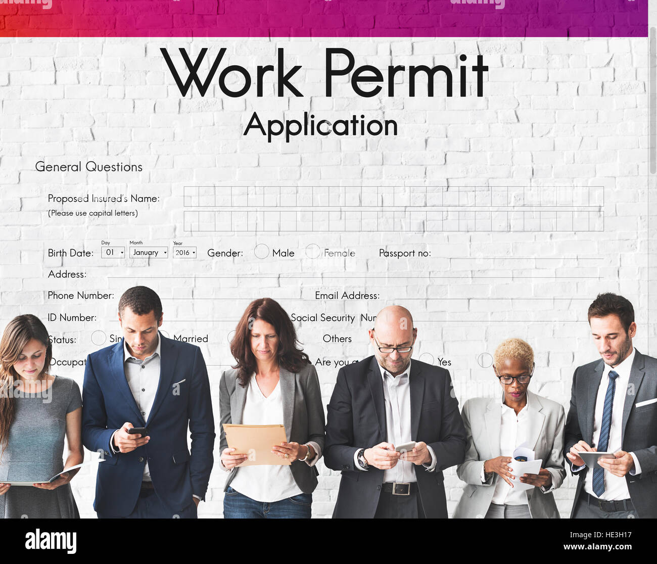 Work Permit Application Job Employment Concept Stock Photo - Alamy